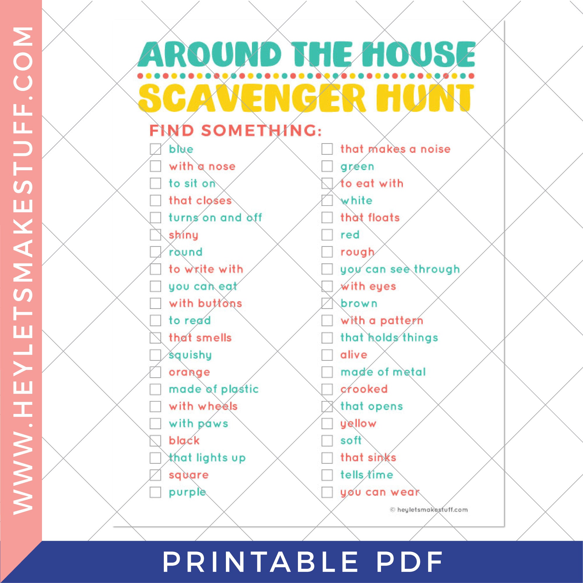Printable Around the House Indoor Scavenger Hunt – Hey, Let's Make Stuff
