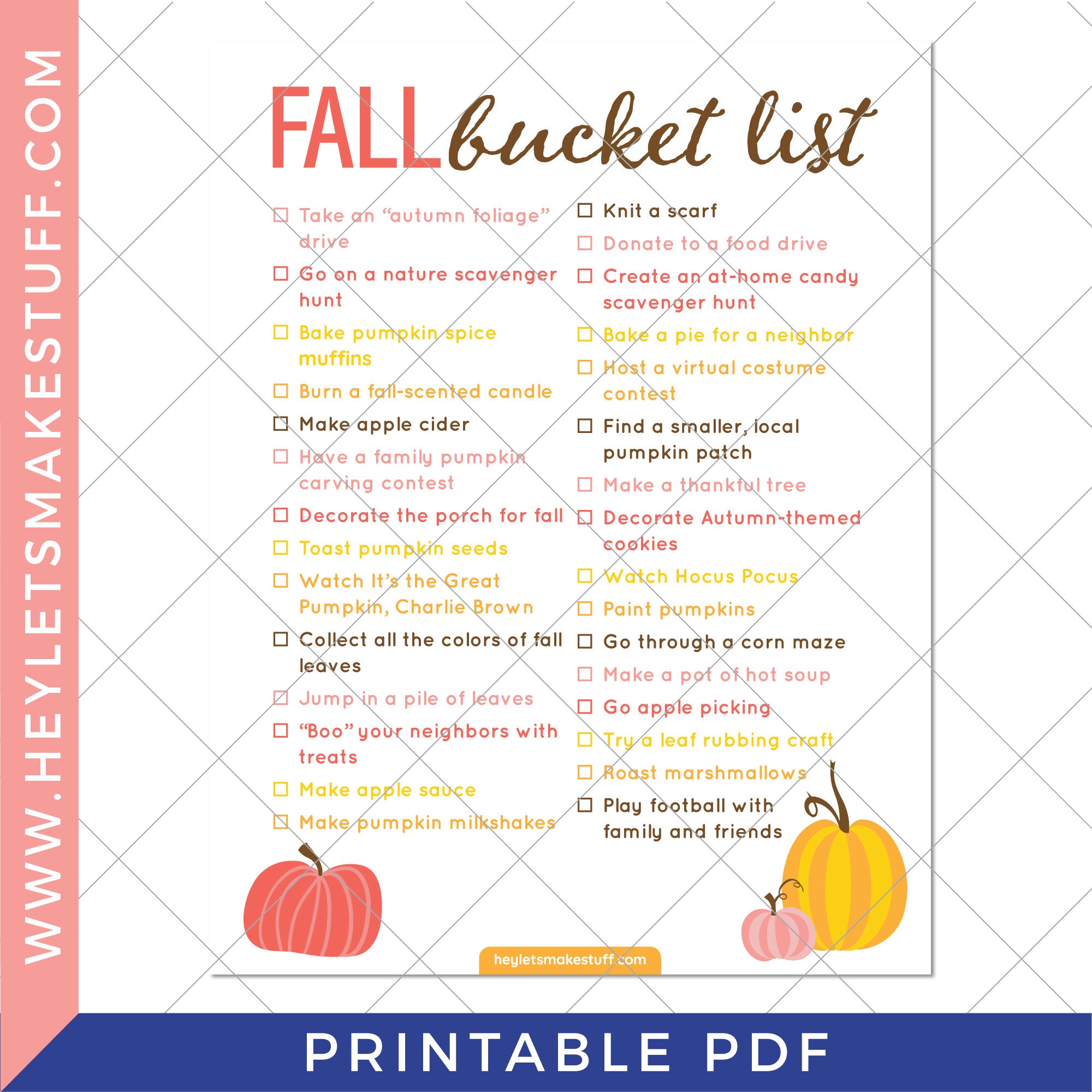 Printable Fall Bucket List – Hey, Let's Make Stuff