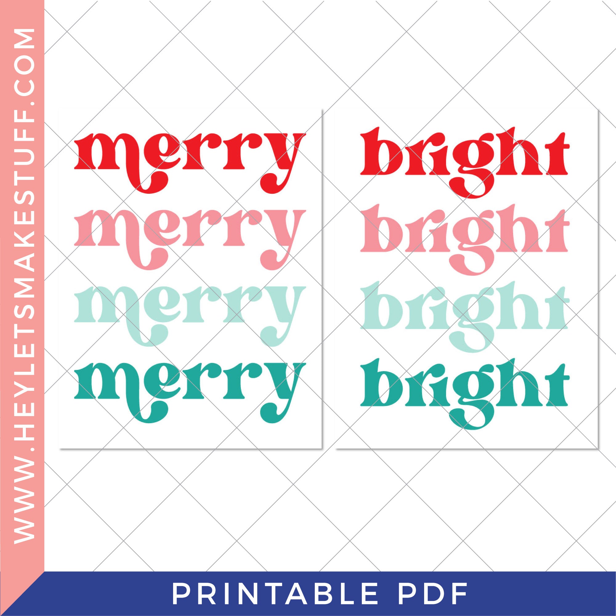 Printable Merry & Bright Christmas Artwork – Hey, Let's Make Stuff