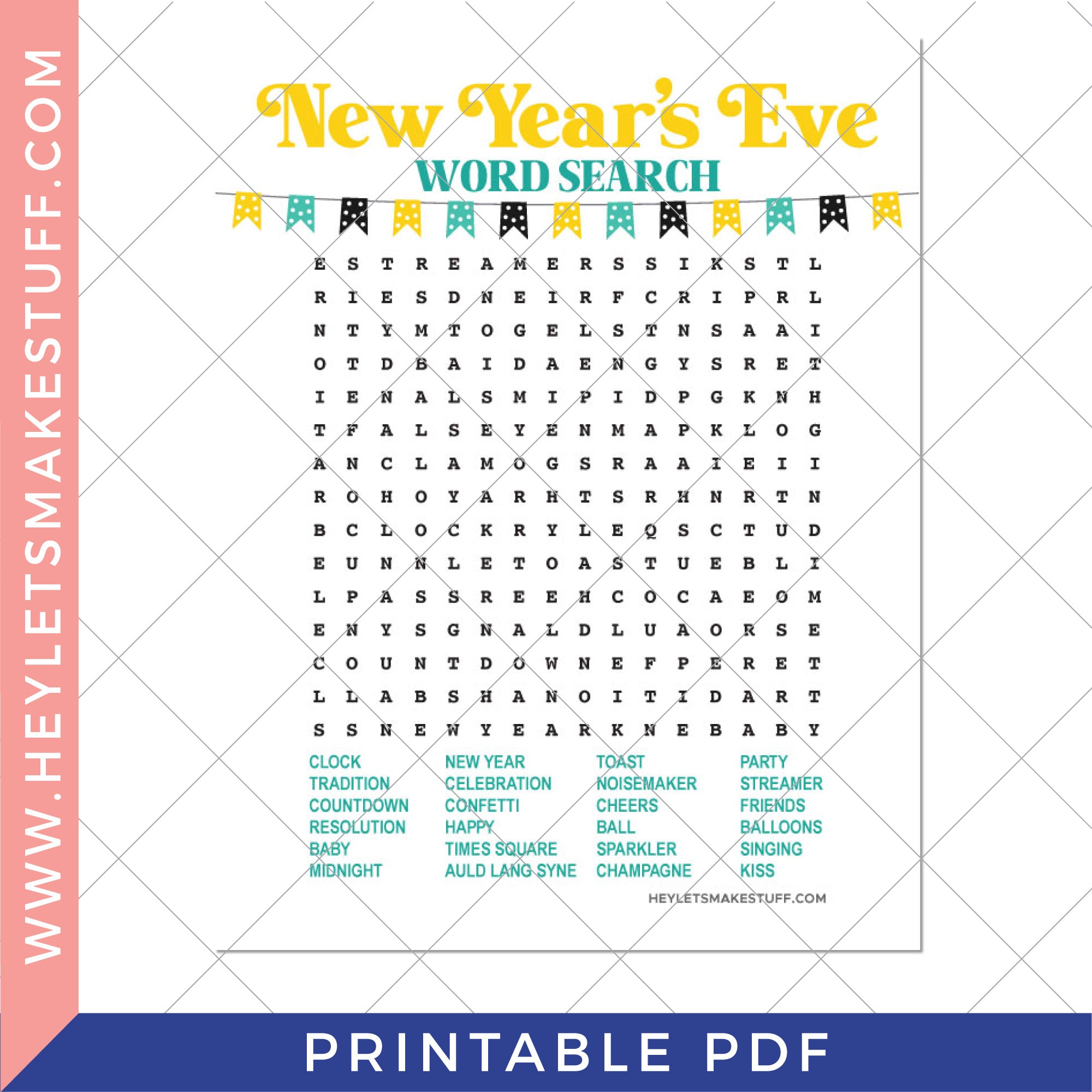 Printable New Year's Eve Word Search - Club – Hey, Let's Make Stuff