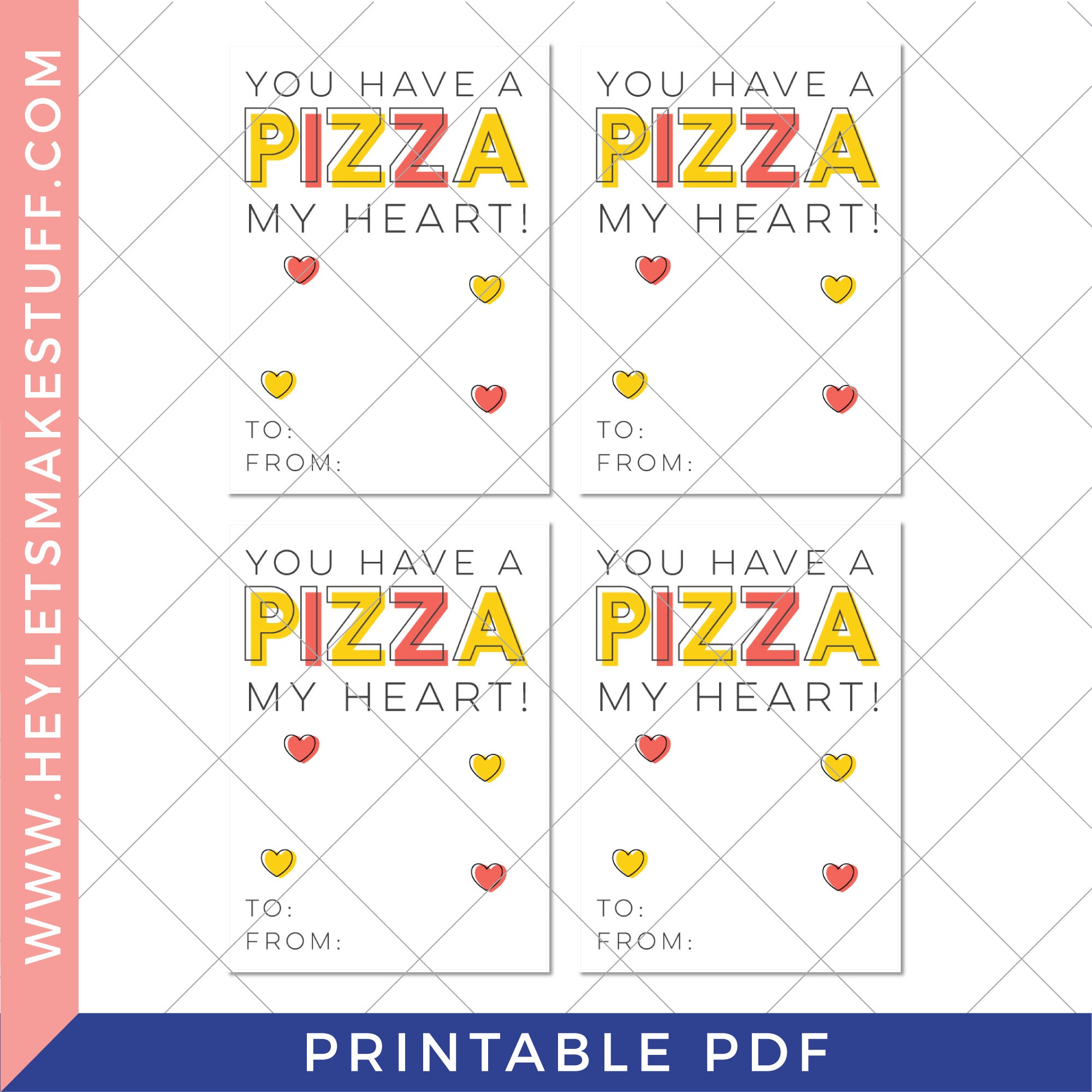 Printable Pizza Valentine's Day Cards – Hey, Let's Make Stuff