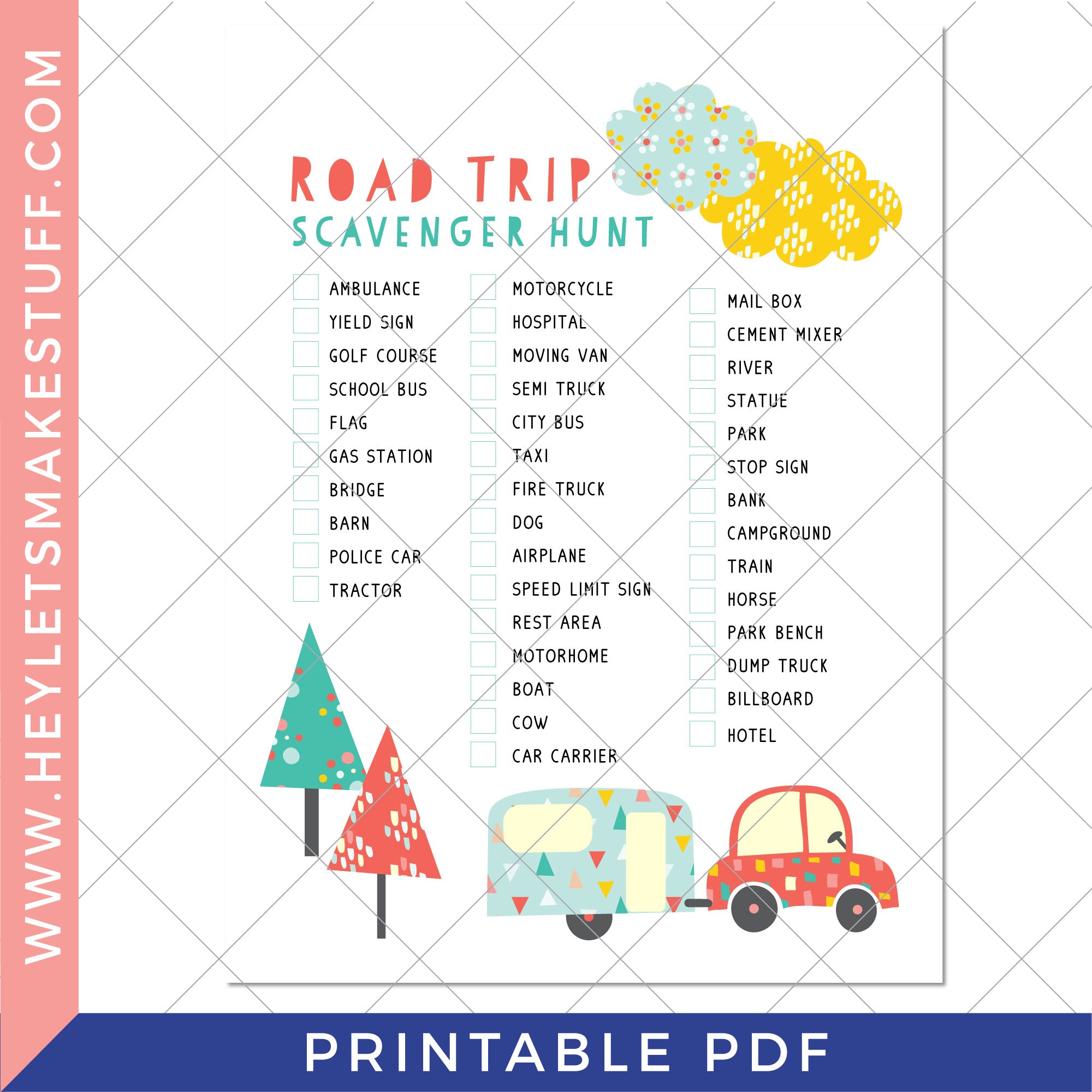 Printable Road Trip Scavenger Hunt - Club – Hey, Let's Make Stuff