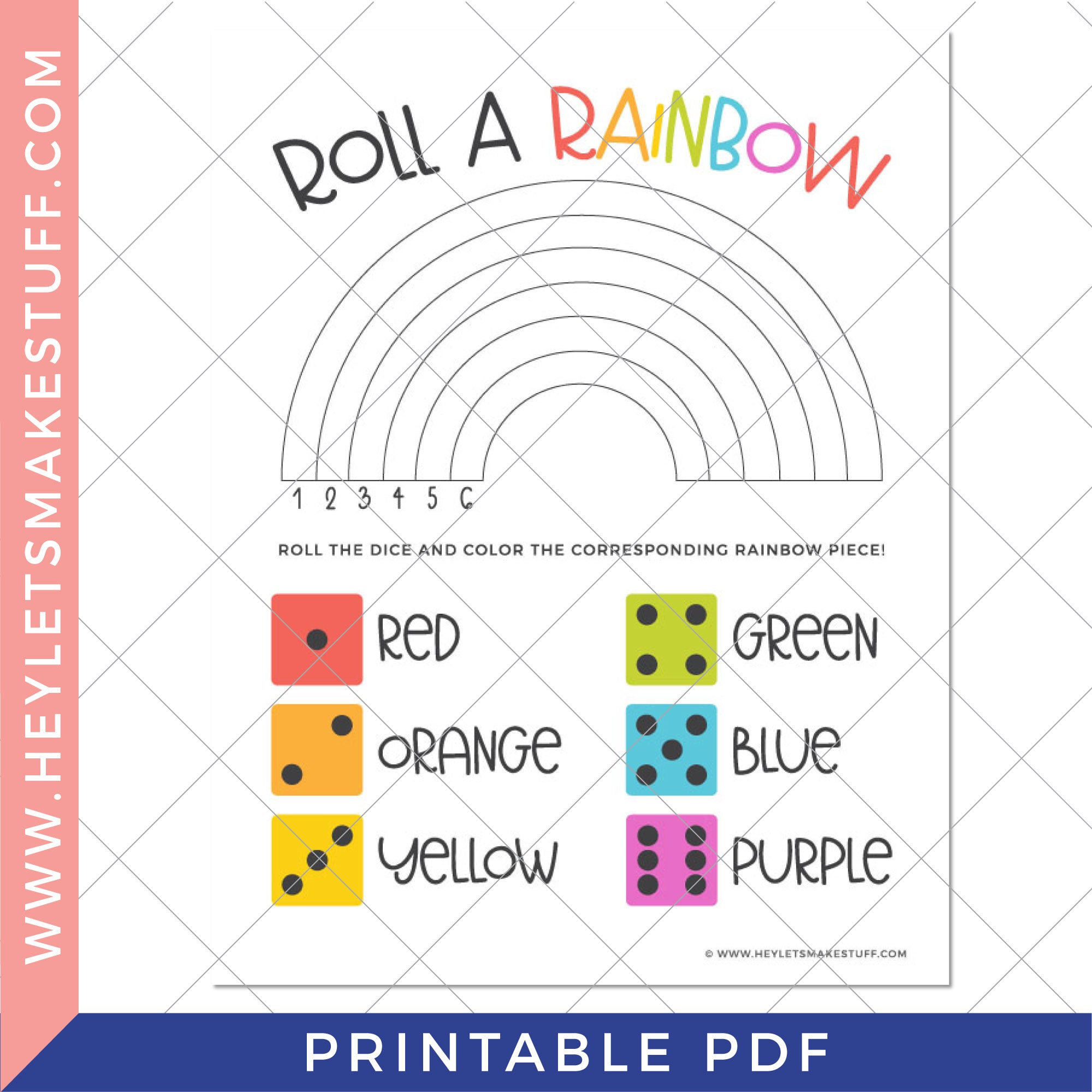 Printable Roll a Rainbow Game – Hey, Let's Make Stuff
