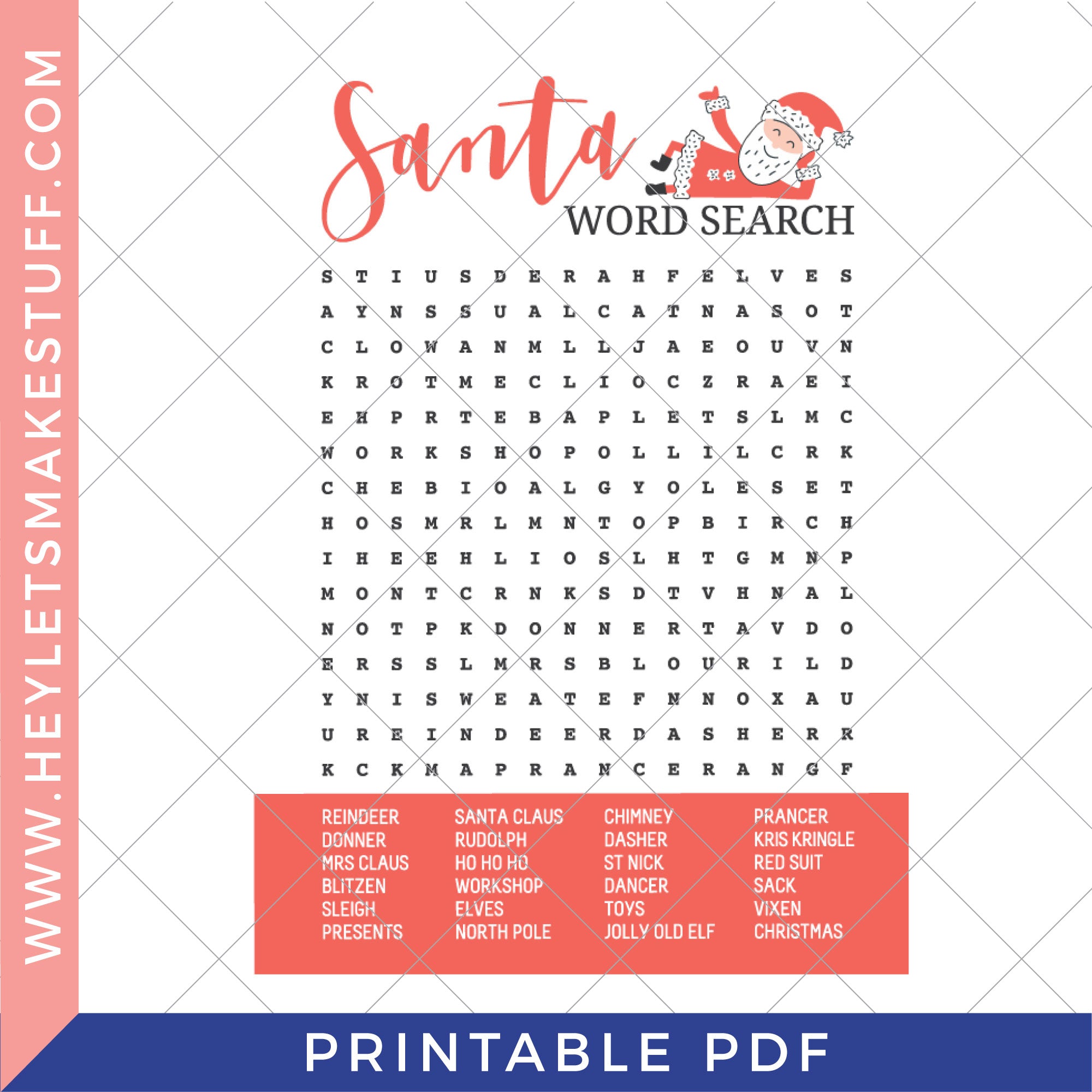 Printable Christmas Santa Word Search - Club – Hey, Let's Make Stuff