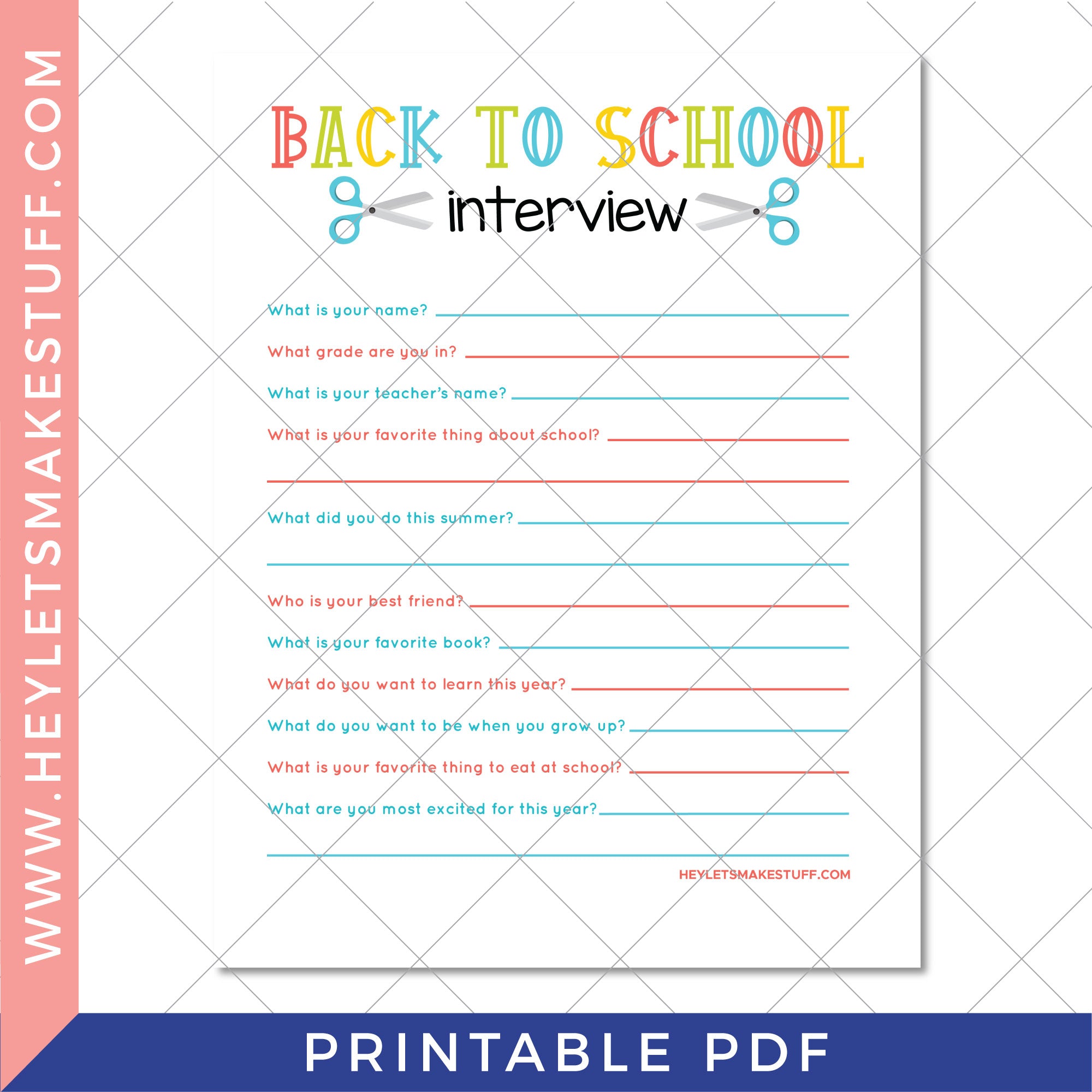 Printable Back to School Interview - Club – Hey, Let's Make Stuff