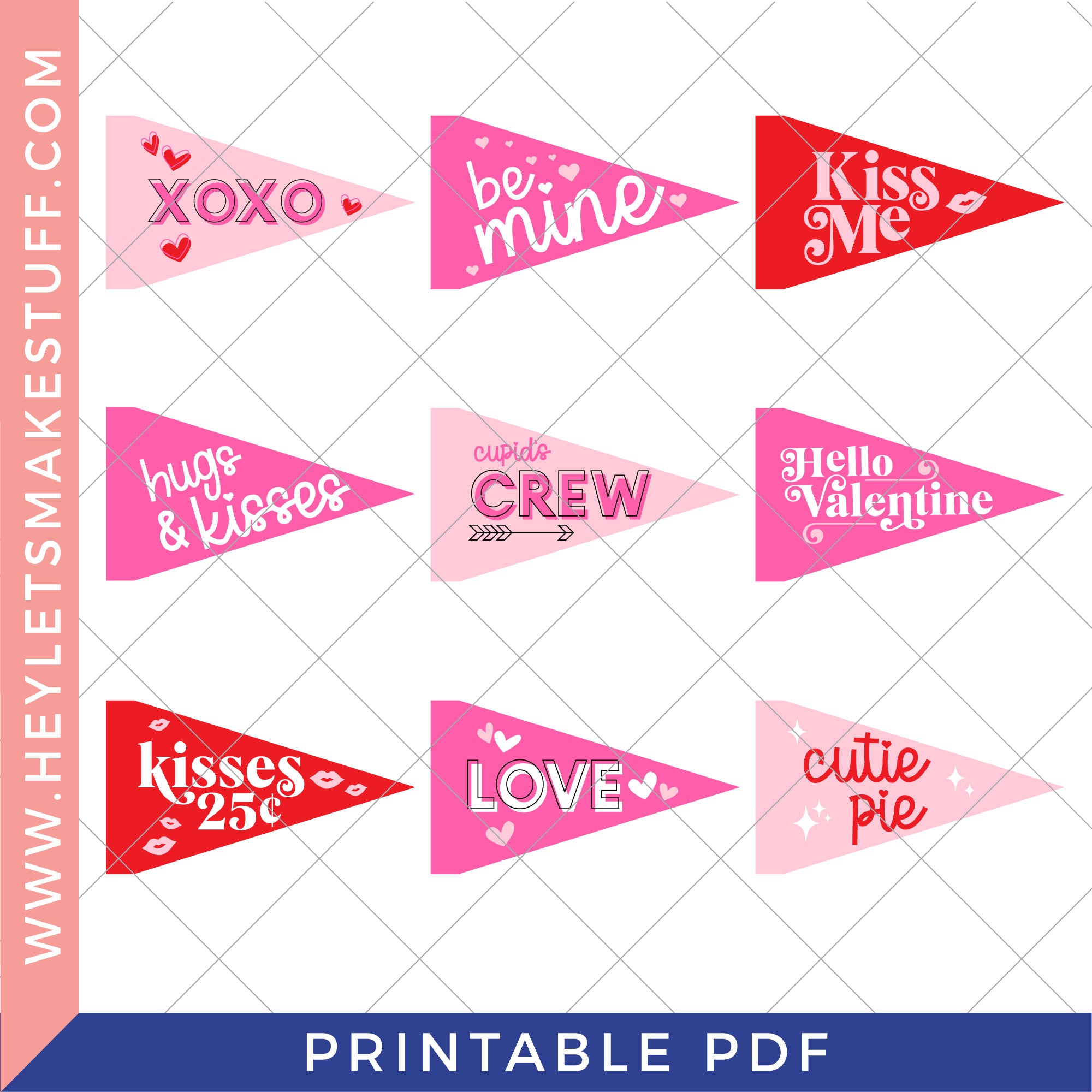 Printable Valentine's Day Pennants - Club – Hey, Let's Make Stuff