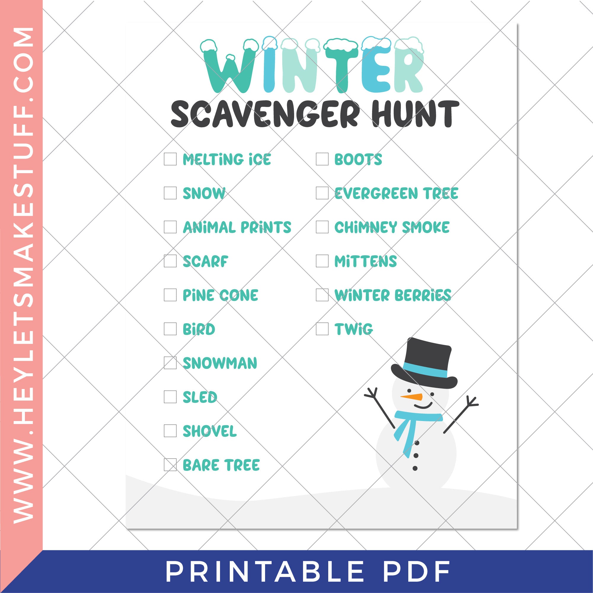 Printable Winter Scavenger Hunt – Hey, Let's Make Stuff