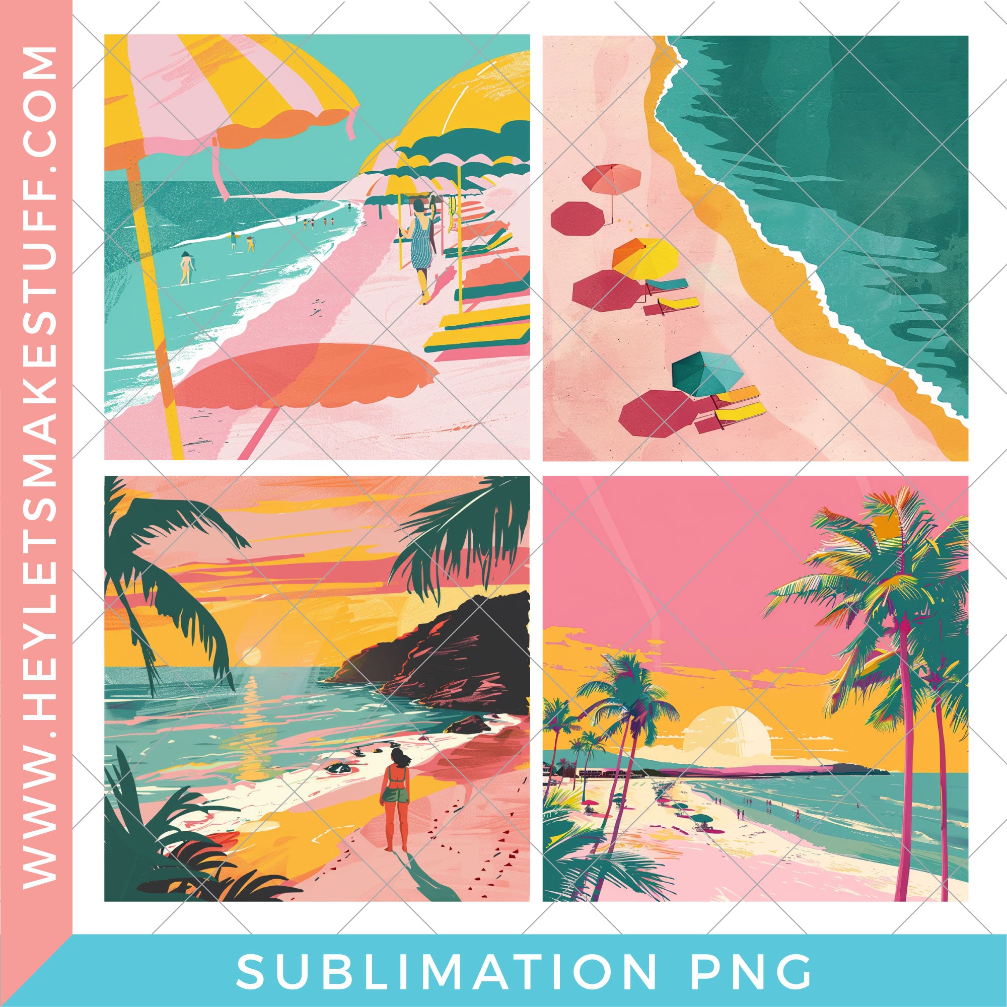 Beach Set of 4 - Sublimation - Club – Hey, Let's Make Stuff
