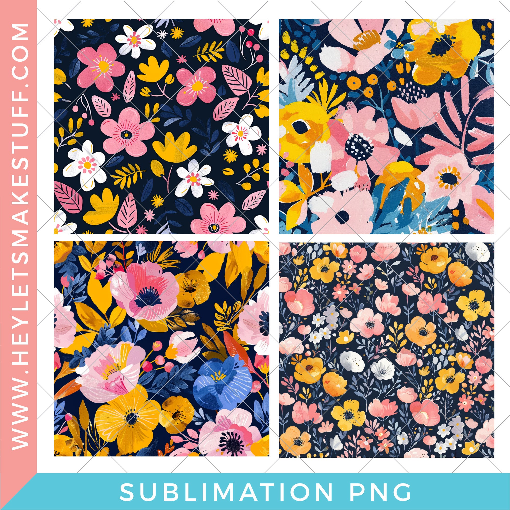 Floral Patterns Set - Sublimation - Club – Hey, Let's Make Stuff