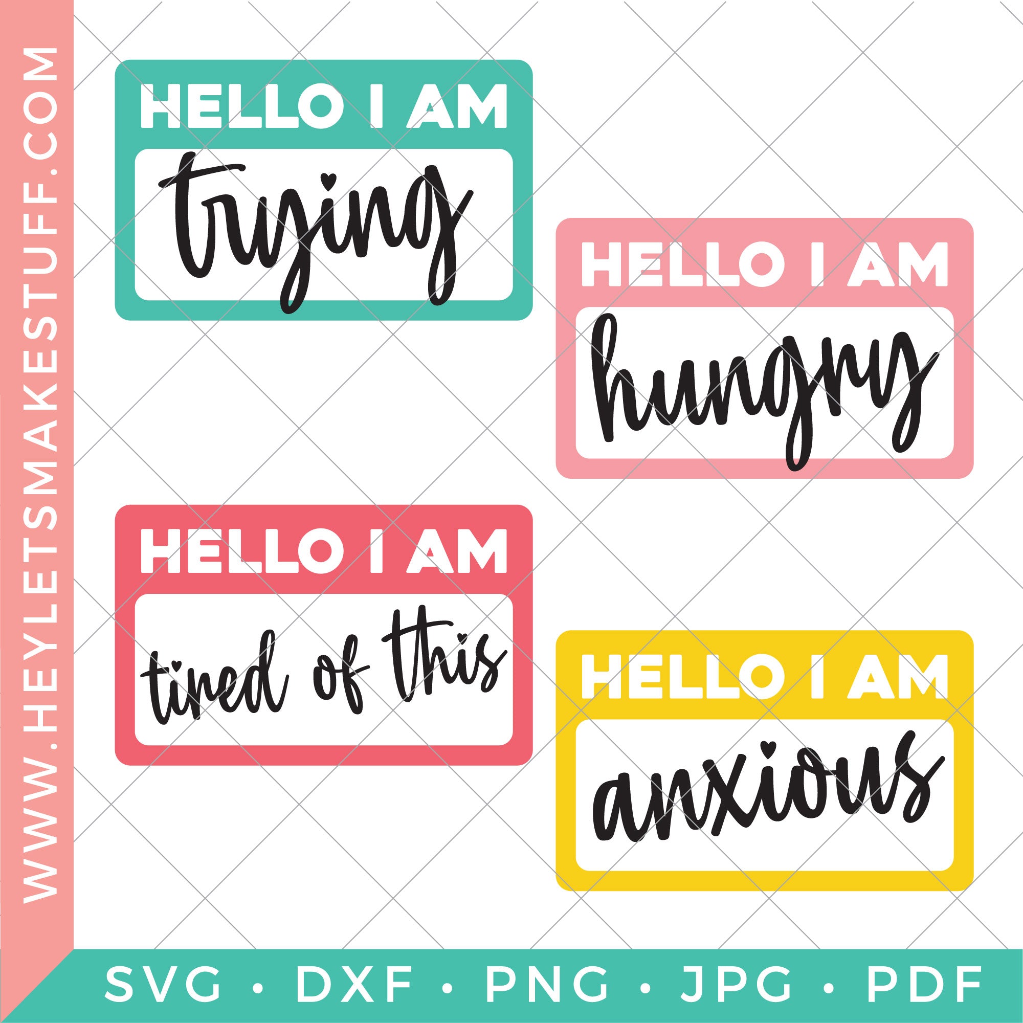 Hello I Am Name Tag SVG Bundle – Hey, Let's Make Stuff