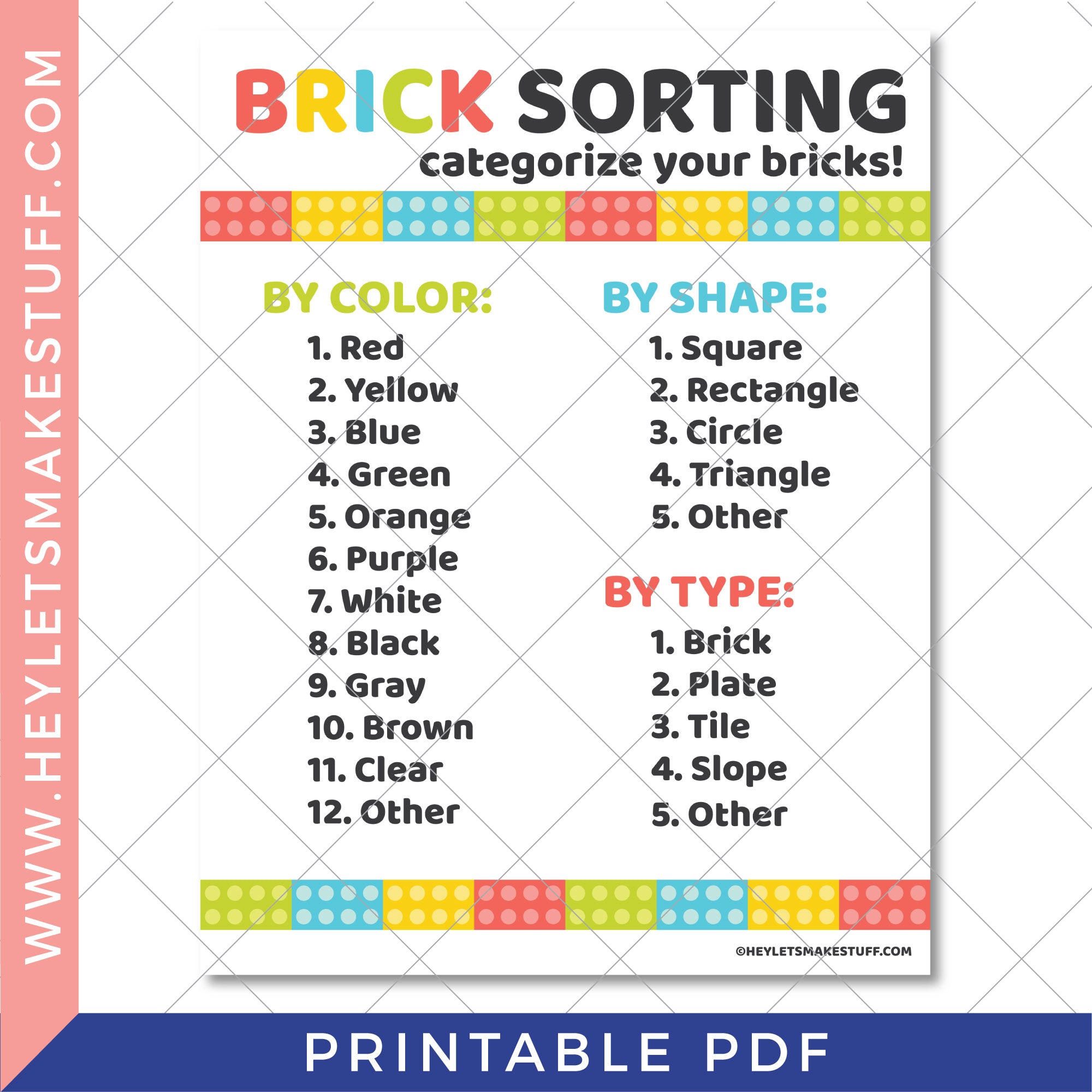 Printable Brick Sorting Challenge – Hey, Let's Make Stuff