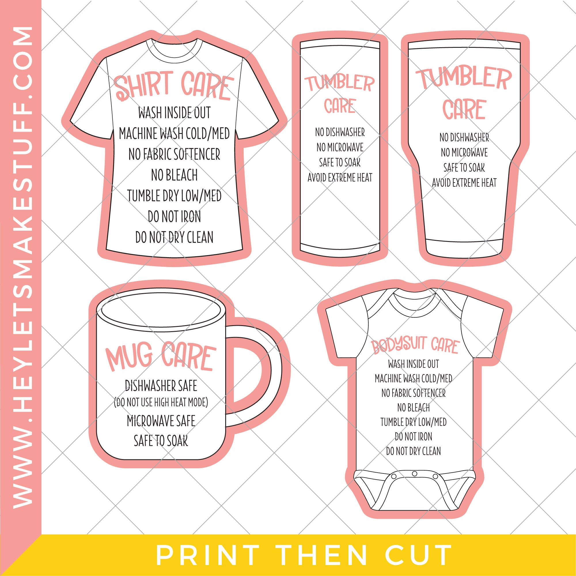 Printable Sublimation Care Tags - Print then Cut - Club – Hey, Let's ...