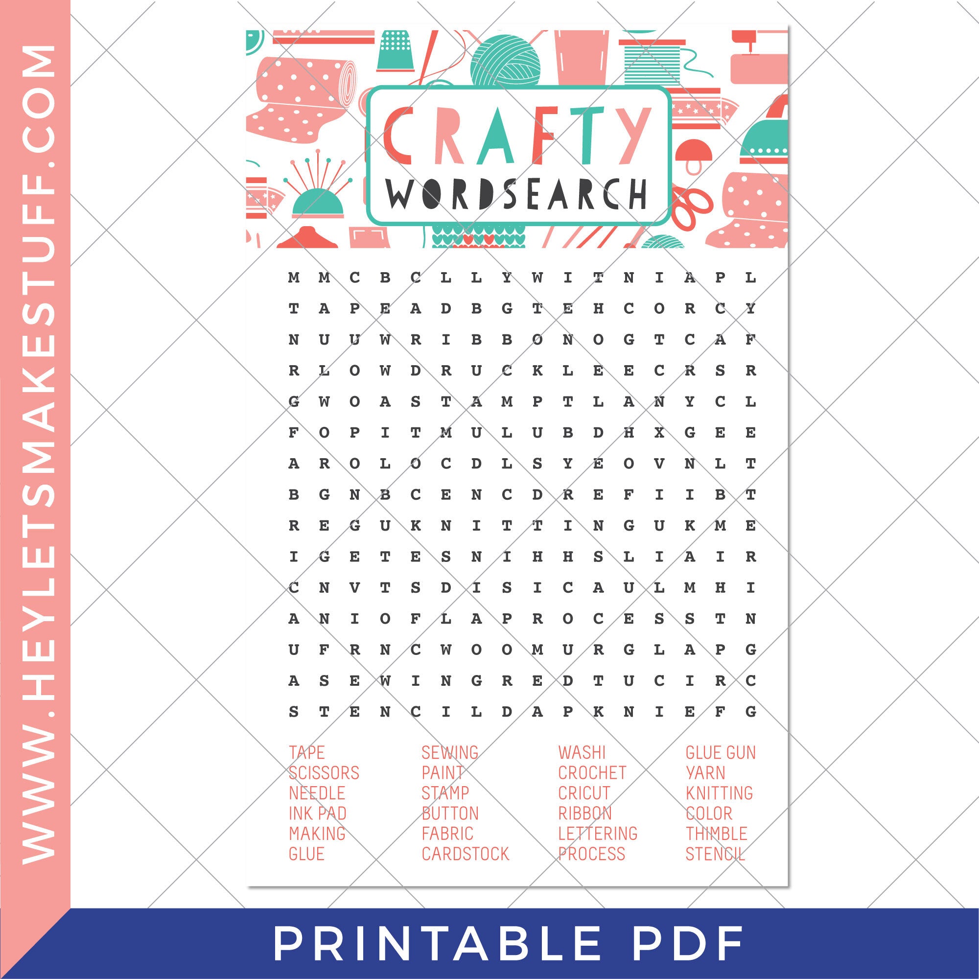 Printable Crafty Word Search – Hey, Let's Make Stuff
