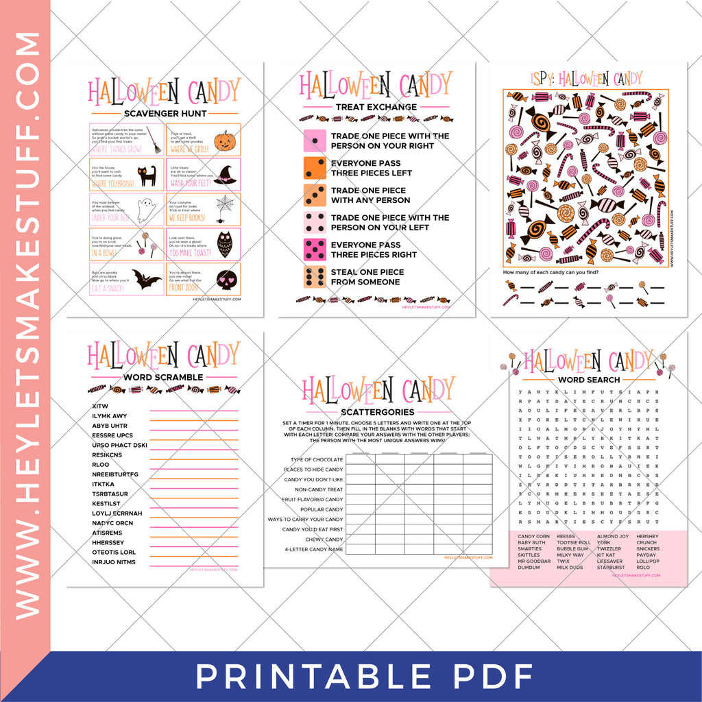 Printable Halloween Candy Printable Games Bundle – Hey, Let's Make Stuff