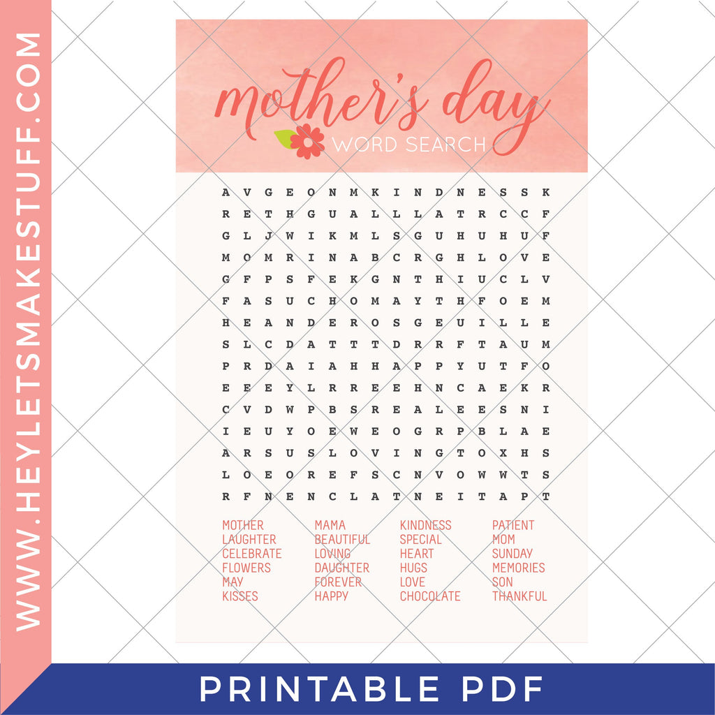 Printable Mother's Day Word Search - Club – Hey, Let's Make Stuff