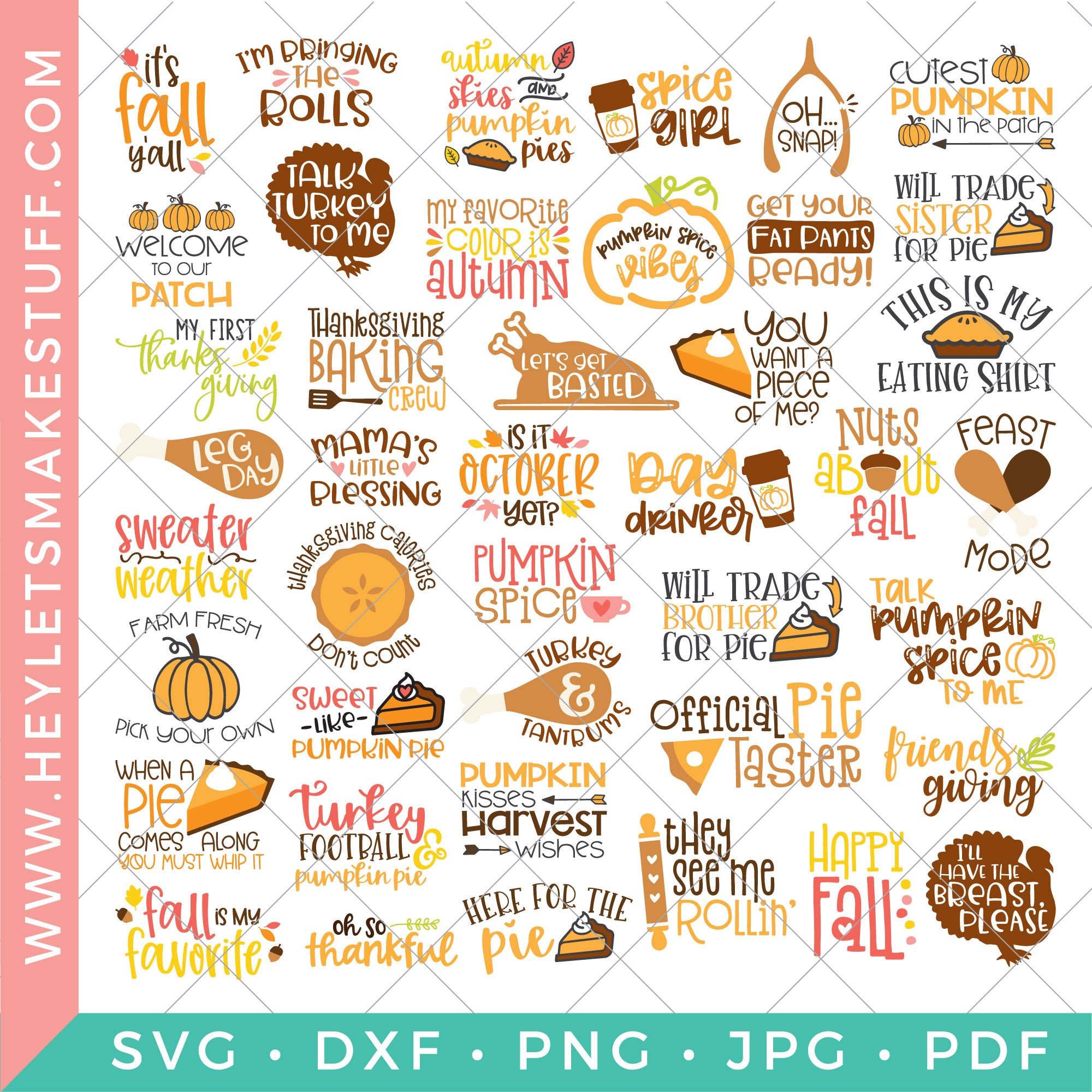 BIG Fall & Thanksgiving Bundle - 42 SVG Files! – Hey, Let's Make Stuff